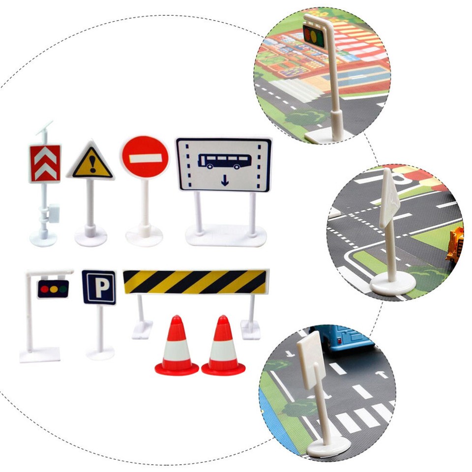 9 Pcs Traffic Sign Toy Road Roadblock Learning Toys for Kids Toddler ...