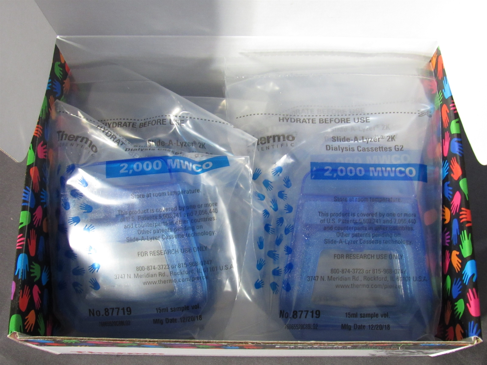 Box of 8 Thermo 87719 Slide-A-Lyzer Dialysis G2 Cassettes 2K MWCO 15 mL ...