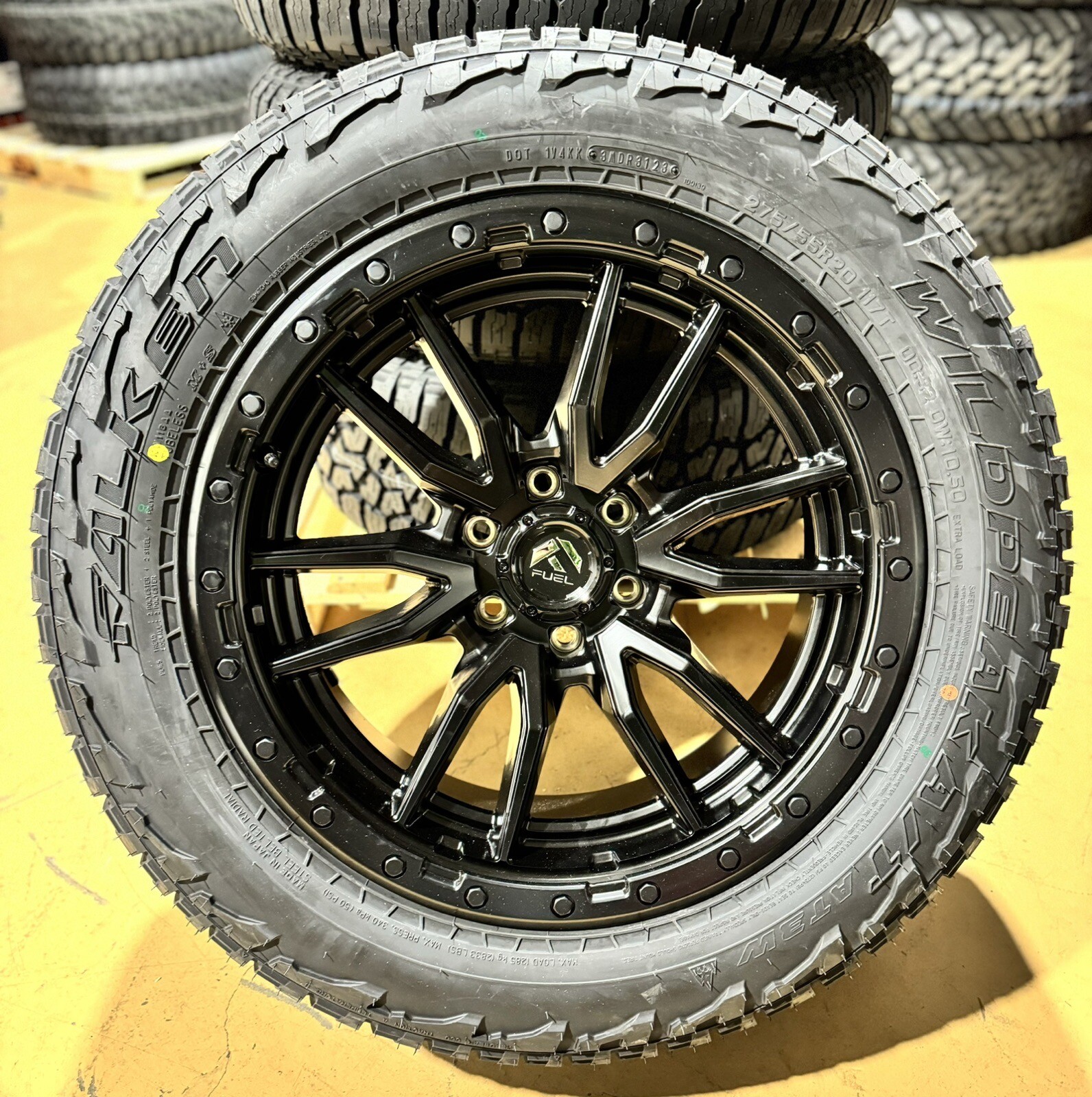 20x9 Fuel D679 Rebel Black Wheels 32" Falken AT3 Tires 5x5.5 Dodge Ram ...