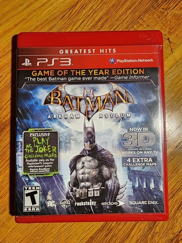 Ps3 GREATEST HITS BATMAN ARKHAM ASYLUM RED CASE | eBay