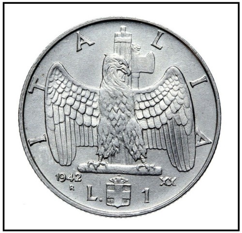 1 LIRA Italy Mussolini Coin - 27mm ww2 italian fascist eagle - FREE ...