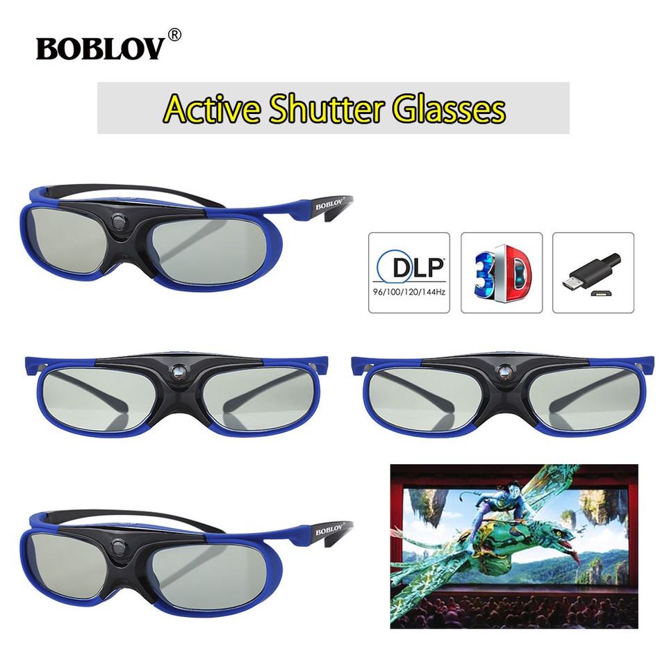 Active Shutter 3D Glasses Rechargeable 144Hz for All DLP-Link 3D ...