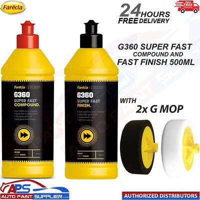 FARECLA G360 SUPER FAST COMPOUND AND FAST FINISH 500ML - WITH 2X G MOPS ...