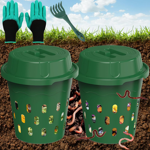 2-Pack Inground Worm Composter, Outdoor Worm Compost Bin for Garden ...