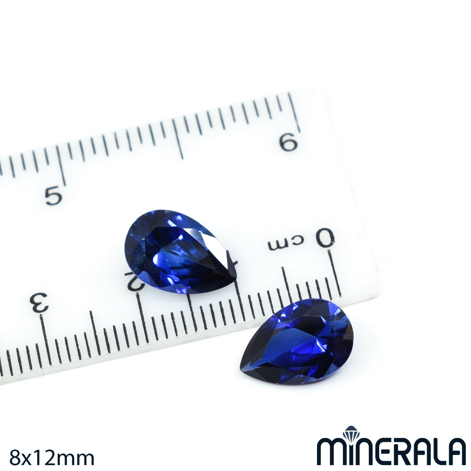 BLUE SAPPHIRE CORUNDUM LAB CREATED PEAR FACETED GEMSTONE 3x5mm-8x12mm ...