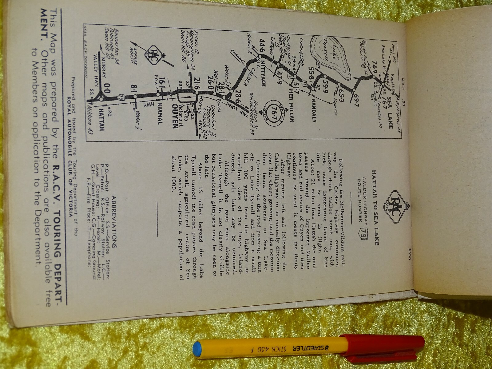 Mid- 1950's RACV 33-Pg ROUTE MAP Mildura to Melbourne TOURING ...