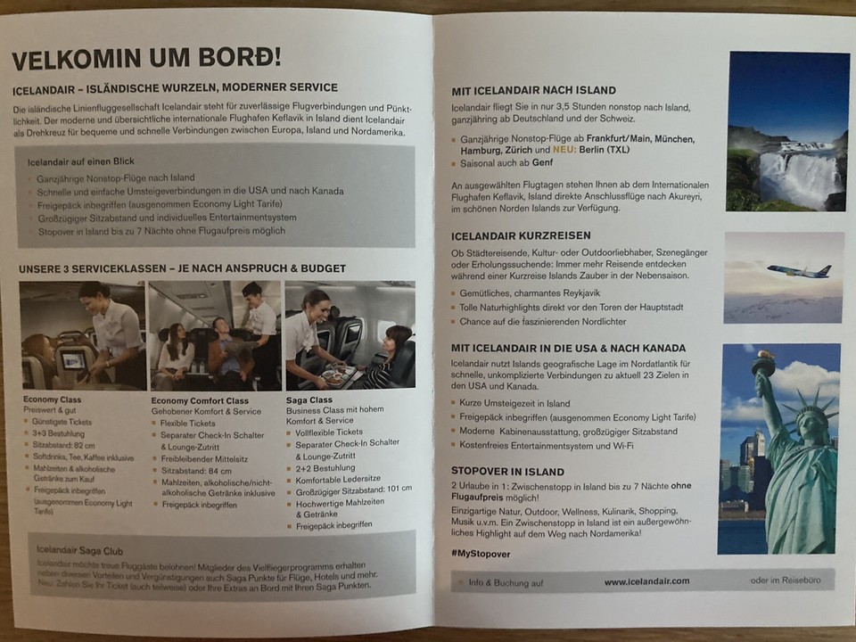 ICELANDAIR SERVICES BROCHURE B757 SEAT CHART ROUTE MAP 2017 TIMETABLE ...