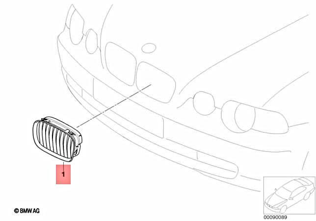 Genuine BMW E46 Front Radiator Kidney Chrome Grille Right OEM ...