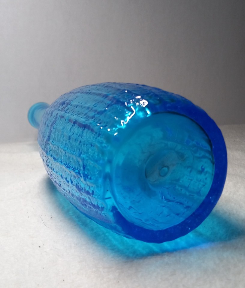 Vtg Rare Long Neck Wayne Husted Blue Glass Indiana Handcraft Decanter ...