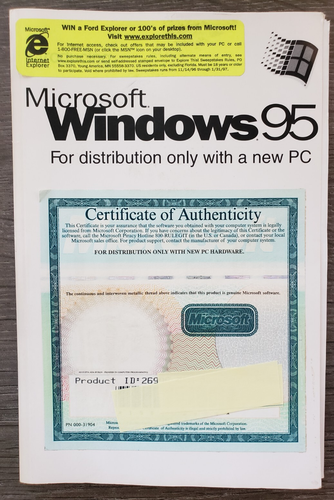Microsoft Windows 95 Booklet Manual With Certificate Of Authenticity ...