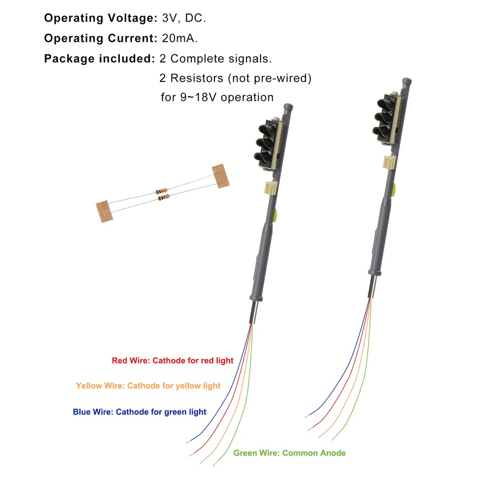 Evemodel 2pcs HO Scale Traffic Signal Red Yellow Green Block Signal ...