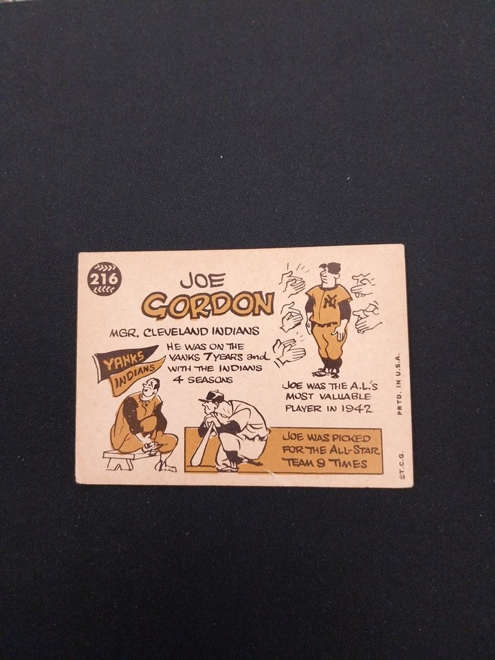 1960 Topps #216 Joe Gordon Cleveland Indians ~ Poor | eBay