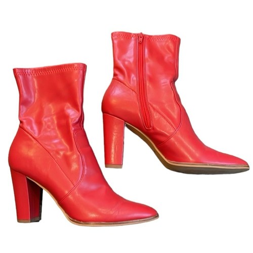 Dolce Vita Boots Women’s 10 Red Round Toe Chunky Heeled Ankle Booties ...
