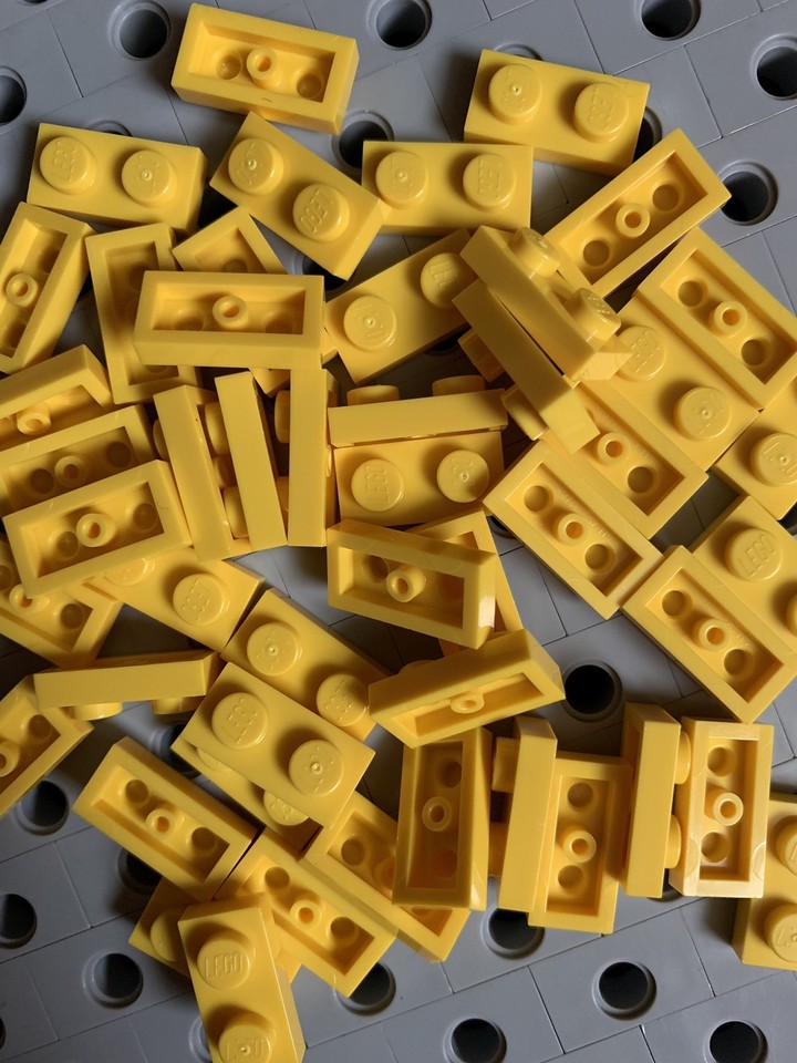 Lego Yellow 1x2 Base Plate Tiles 1 X 2 Bricks Plates New Lot Of 50 | eBay