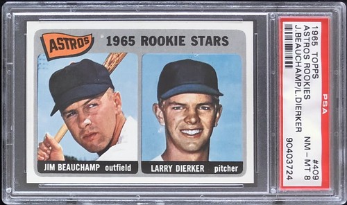 1965 TOPPS #409 ASTROS ROOKIE STARS JIM BEAUCHAMP & LARRY DIERKER PSA 8 ...