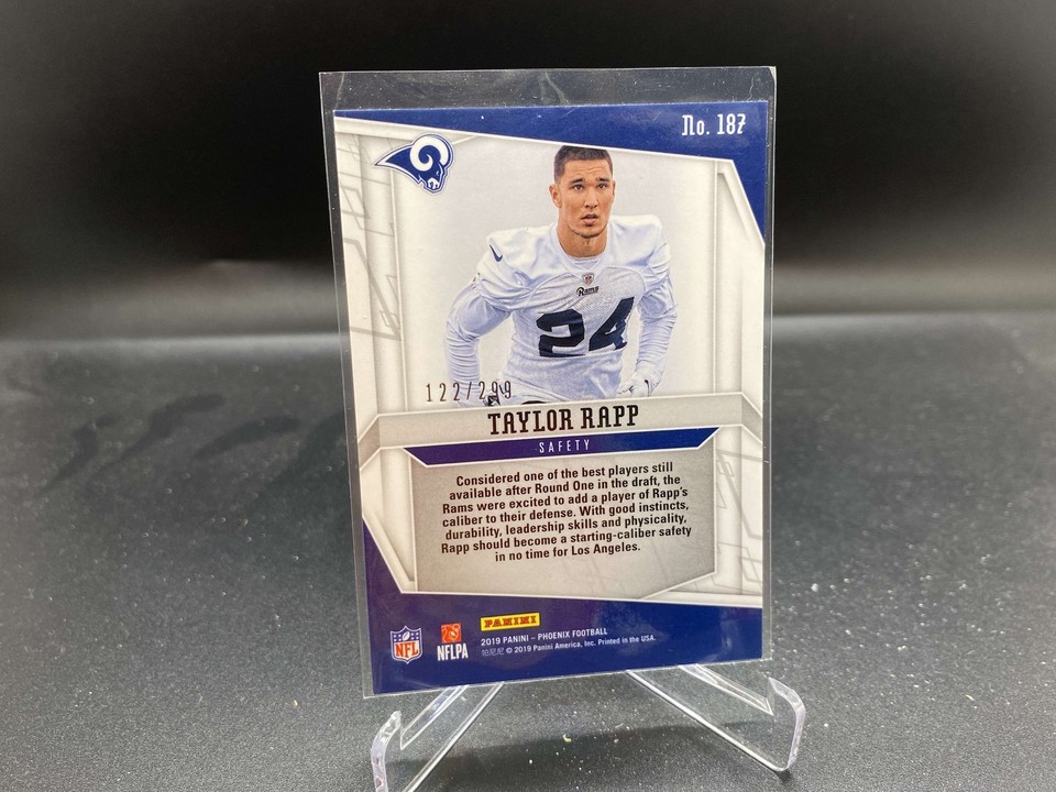 Taylor Rapp 2019 Phoenix Red #187 /299 Washington Rams Bills RC Rookie ...