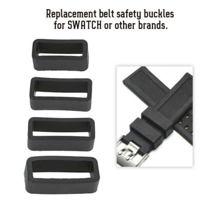 4PCS Rubber Black Watch Strap Buckle Band Keeper Hoop Loop Holder ...