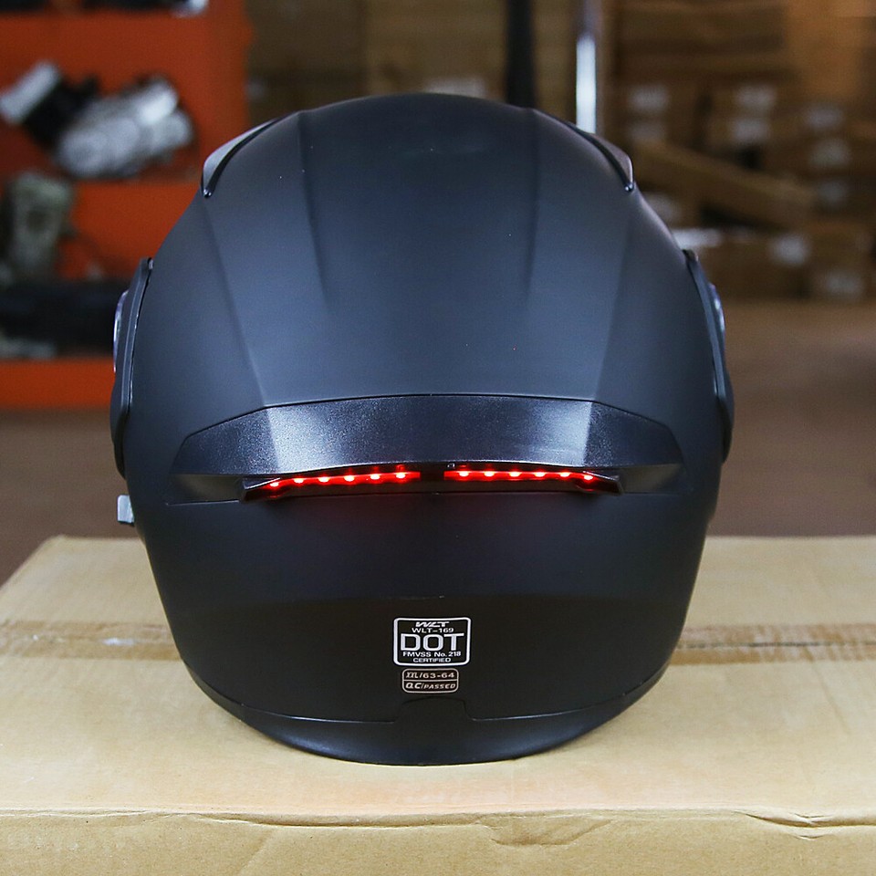 DOT LED Light Flip up Modular Dual Visors Full Face Motorcycle Helmet ...