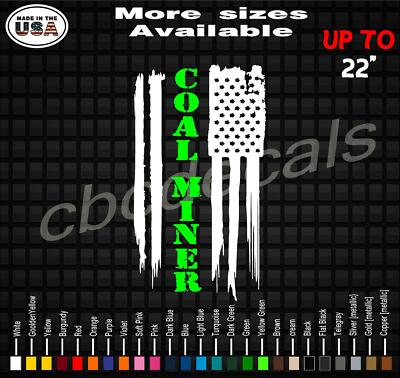 Coal Miner American Flag 2 COLOR Vinyl Decal Sticker | Coal Miner ...