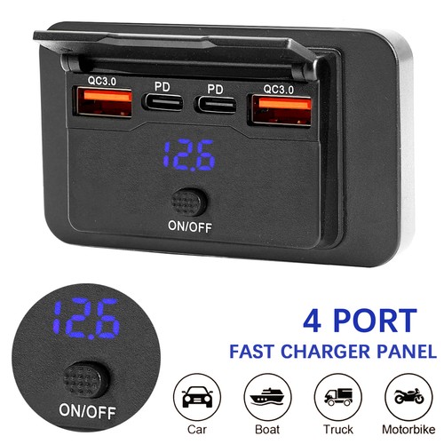 Car Fast Charger Socket Panel for Car Boat RV USB Outlet Dual USB A ...