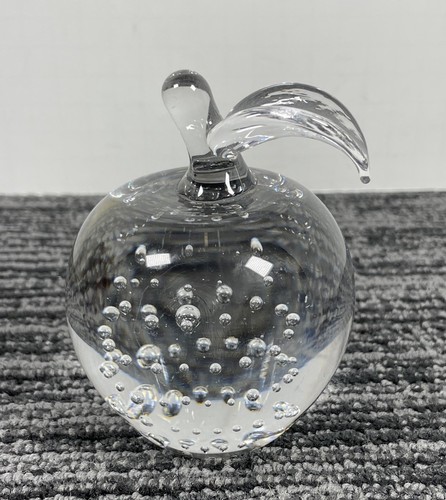 🔥 Vintage • Clear Lead Crystal Glass Apple Paperweight With Bubbles ...