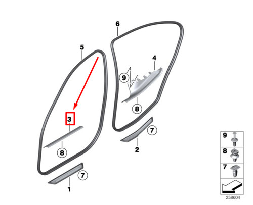 BMW 3 F30 F80 FRONT INNER DOOR SILL PLATE 51477272602 7272602 GENUINE ...
