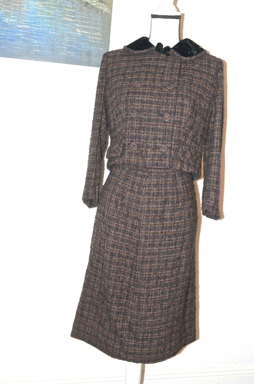 Vintage 1940's - 1960's FORSTMANN Black & brown Wool … - Gem