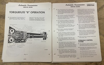 CHRYSLER TORQUEFLITE "8" TRANSMISSION REBUILD SERVICE MANUAL PUSH ...