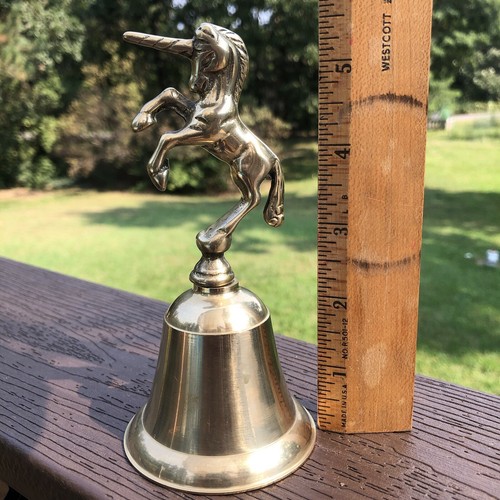 VTG Brass Unicorn Hand Bell 5 1/2” tall Mythical Creature Fantasy DND ...