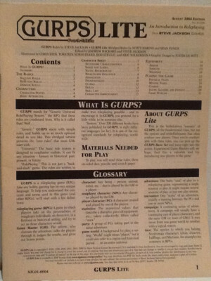 GURPS 4th Ed RPG Lite Softcover Book VERY GOOD Steve Jackson Game Basic ...
