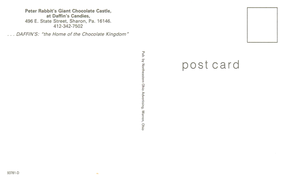 Vintage Peter Rabbit Castle Daffin’s Candies Sharon Pennsylvania ...