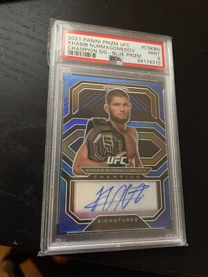2021 Khabib Nurmagomedov Prizm Blue Champion Sig /35 PSA 9 UFC Auto | eBay
