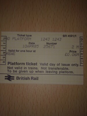 `B,R,B, PLATFORM TICKET ( CREWE, 85, ) 25671, | eBay UK