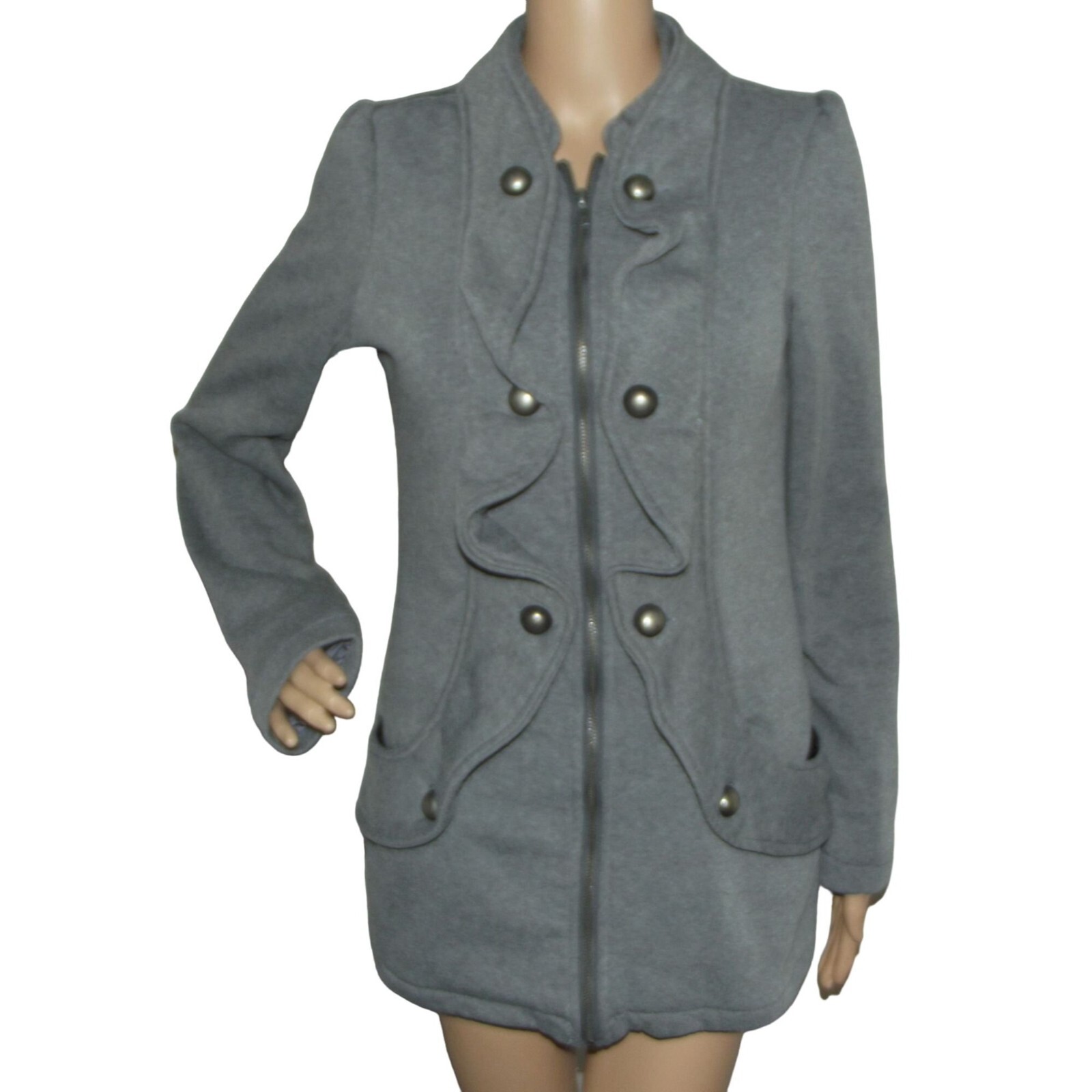 Vanity Fleece Sherpa Lined Jacket Size Medium Gray co… - Gem