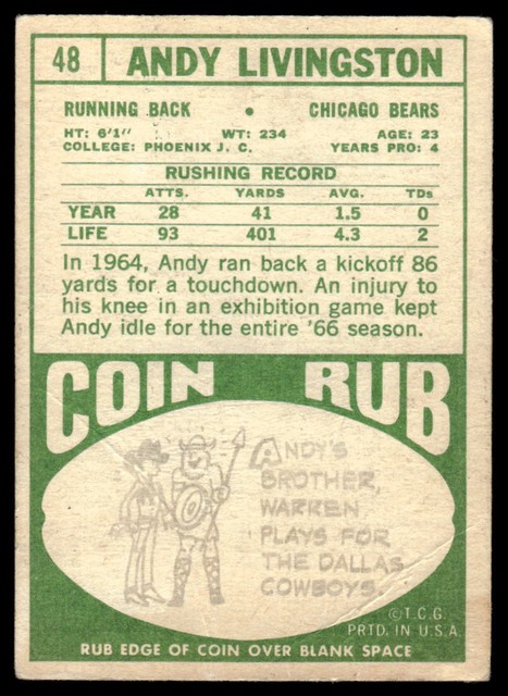 1968 Topps - #48 Andy Livingston (RC) for sale online | eBay