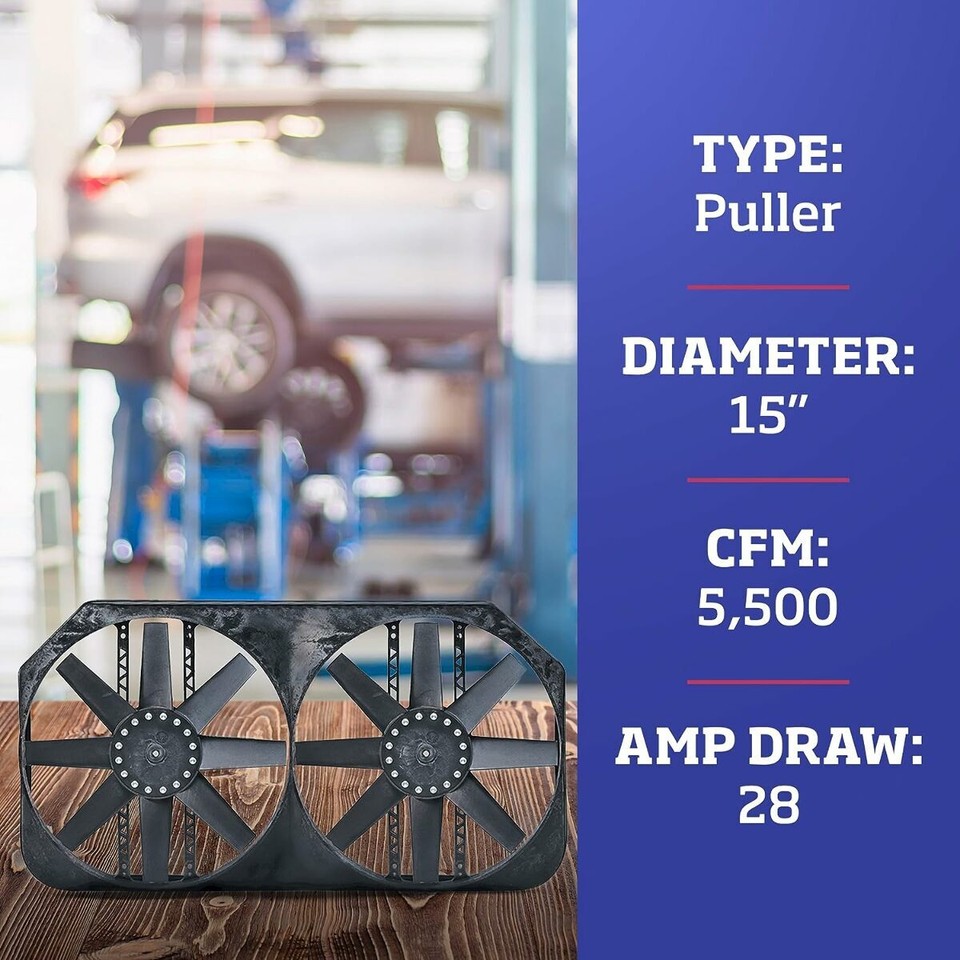 Flex-A-Lite 116525 Fan Electric 15" dual shrouded puller variable speed ...