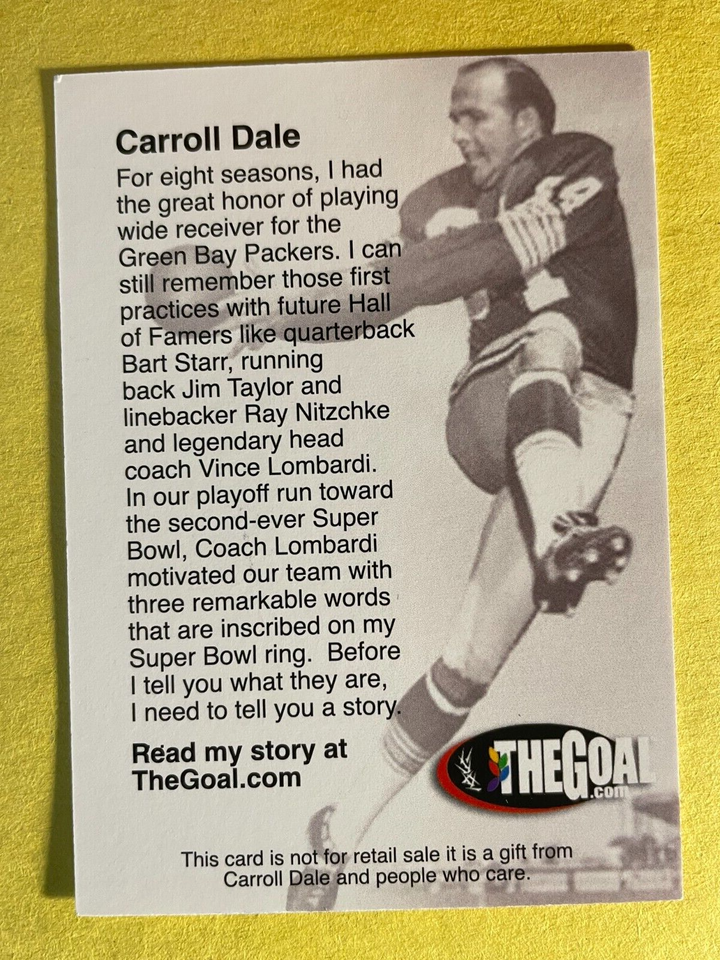 SIGNED CARROLL DALE THE GOAL FOOTBALL CARD AUTOGRAPH - PACKERS | eBay