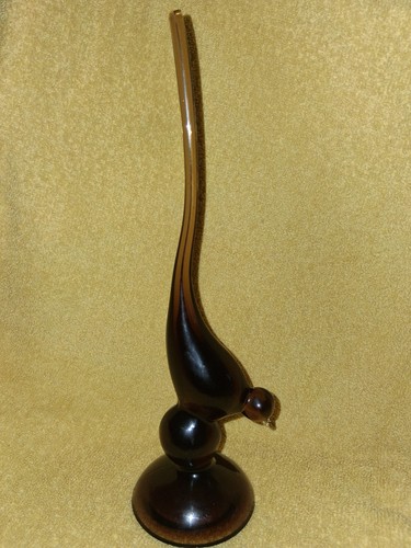 RARE Viking Glass Long Tail Bird 9.5” #1311 Root Beer Nutmeg Brown MCM ...