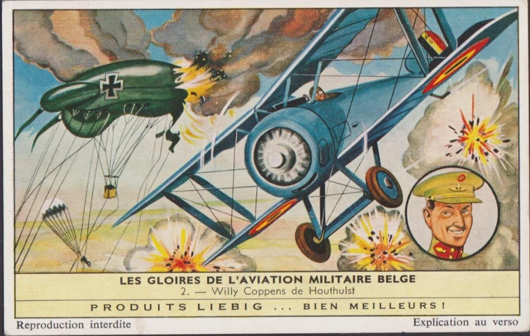 CHROMO PUB LIEBIG-GLOIRES DE L'AVIATION MILITAIRE BELGE-W.COPPENS DE ...