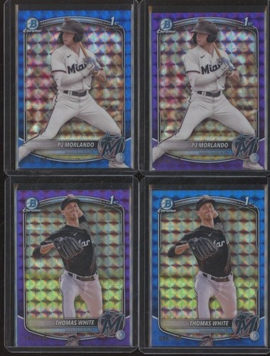 2025 Bowman Chrome x4 PJ MORLANDO THOMAS WHITE Blue Purple RC Geometric ...