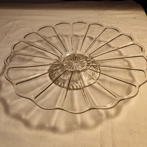 Stunning VTG Pink Depression Glass Raised Cake Stand | eBay