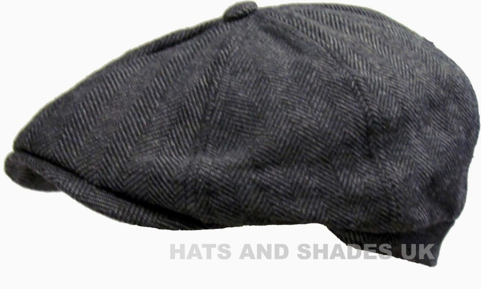 Peaky Blinders Newsboy Hat Gatsby Cap Flat Tweed herringbone 8 Panel ...