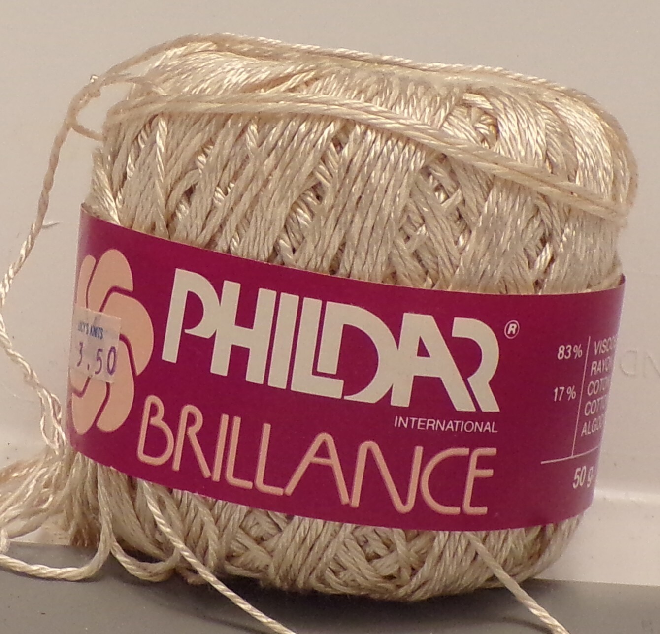 Phildar 'Brillance 315', Beige; Rayon, Cotton; Lot of 4 Balls; Vintage ...