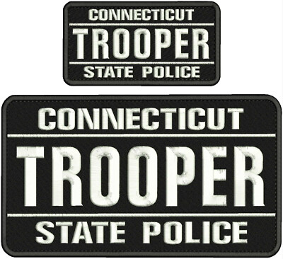 CONNECTICUT TROOPER STATE POLICE EMB PATCH 6X11&3X6 HOOK ON BACK BLK ...