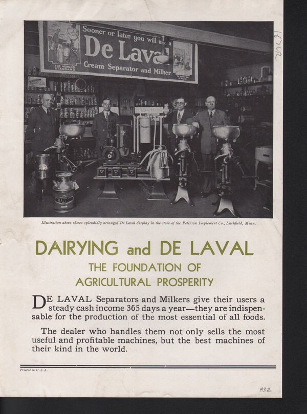 1932 DE LAVAL DAIRY AGRICULTURE FARM MILK CREAM SEPARATOR MACHINE COW ...