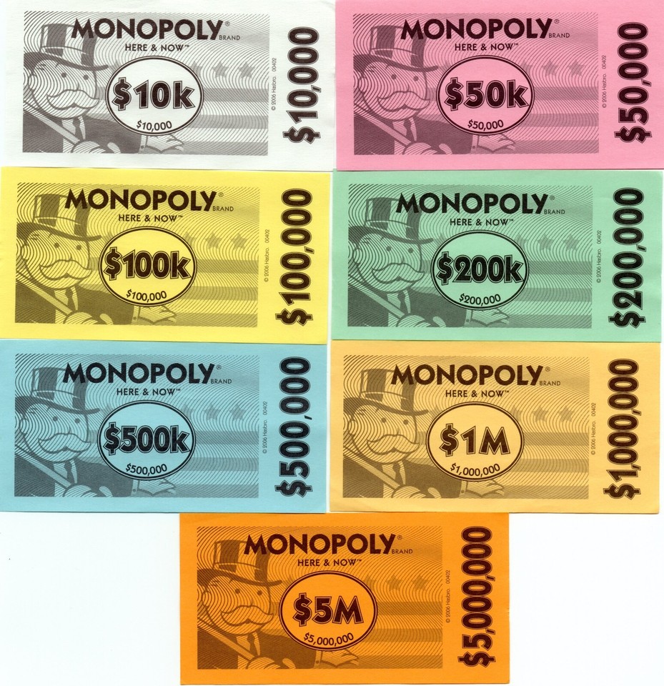 Genuine Monopoly REPLACEMENT MONEY CASH BILLS - Various Editions ...