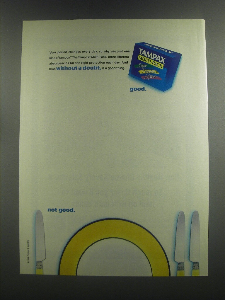 1999 Tampax Multi-Pack Tampons Ad - good. Not good. | eBay