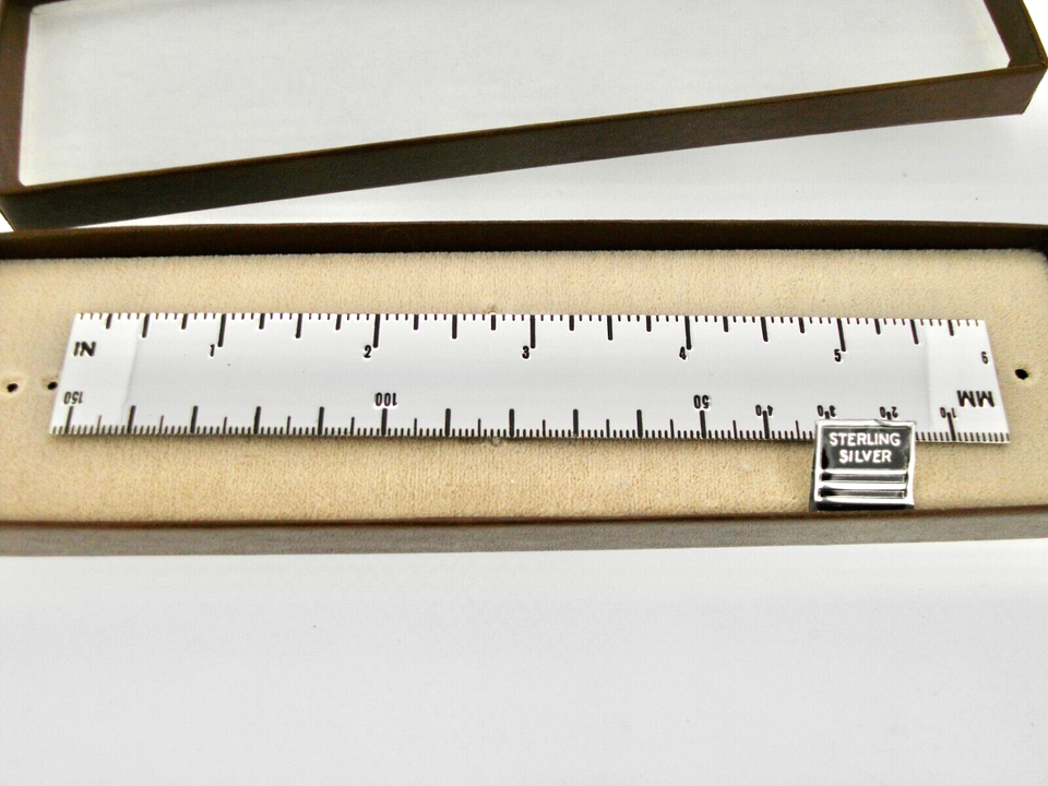 Six Inch Ruler Hayward Sterling Silver engraveable Inches and mm | eBay