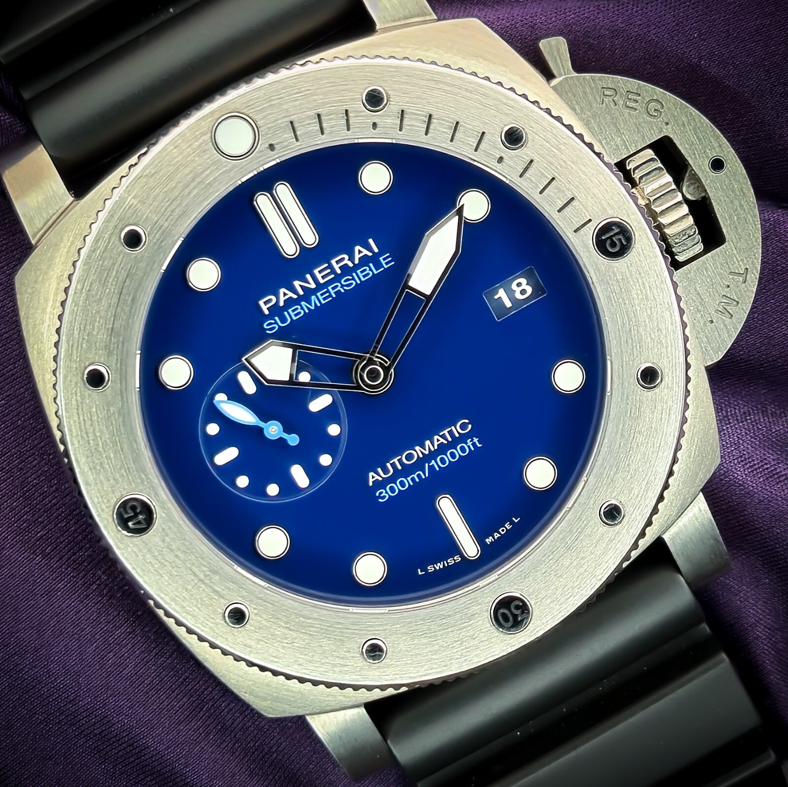 PANERAI SUBMERSIBLE BMG-TECH 47MM TITANIUM BLUE DIAL EXCELLENT FULL ...