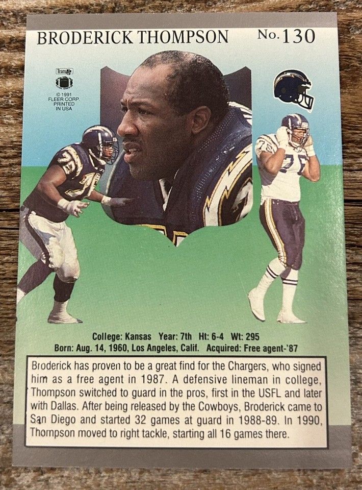 1991 Broderick Thompson Fleer Ultra Hand Signed Autograph Auto Card ...